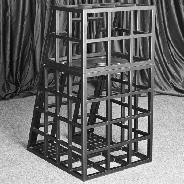 Dungeon BDSM Trapezoid Steel Cage with Nneck&Wrist Pillory