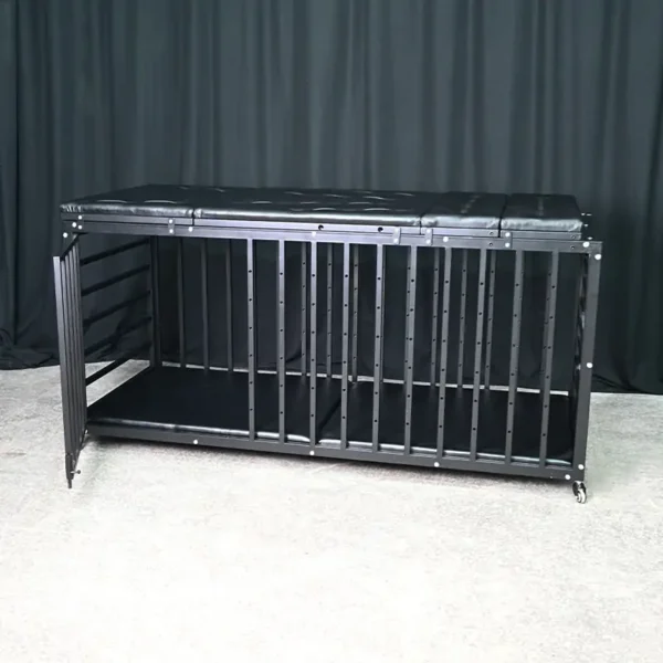 BDSM Mobile Dual-Function Metal Dungeon Cage Bed w/Wheels